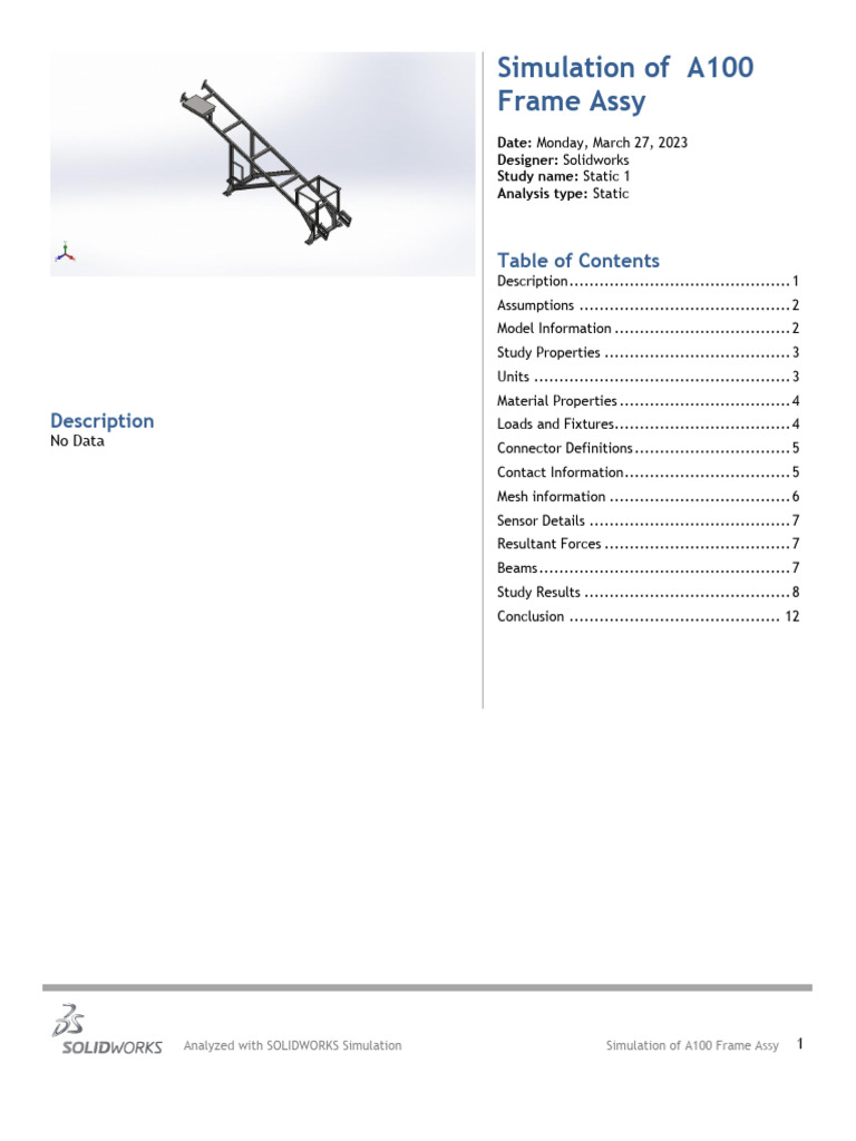 A100 Frame Static Simulation Report | PDF | Young's Modulus | Strength ...