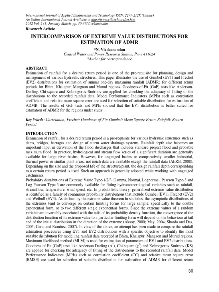 Intercomparison of Extreme Value Distrib | PDF | Probability ...