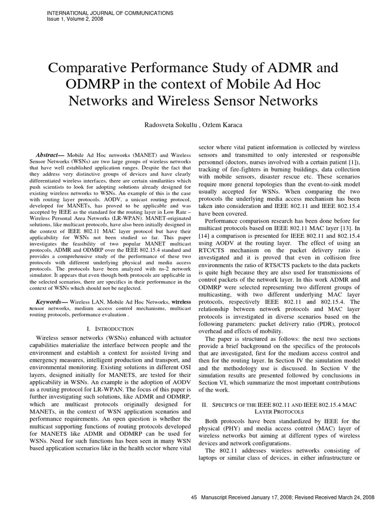 Comparative Performance Study of ADMR An | PDF | Computer Network ...