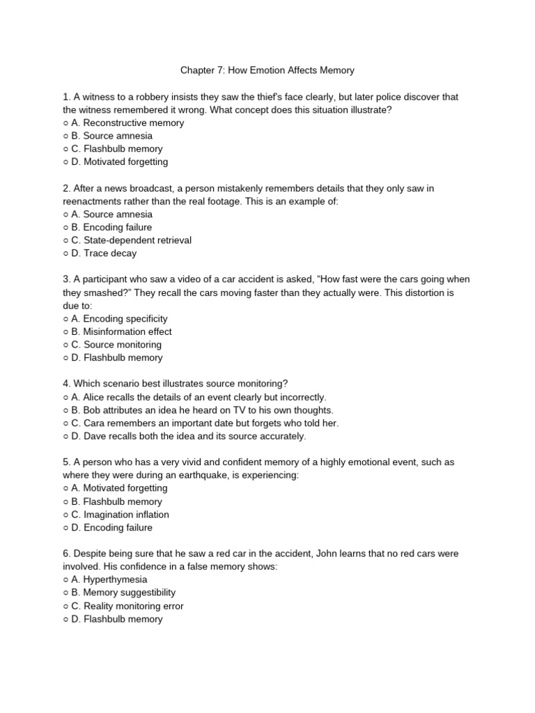 Practice Test | PDF | Memory | Language Acquisition