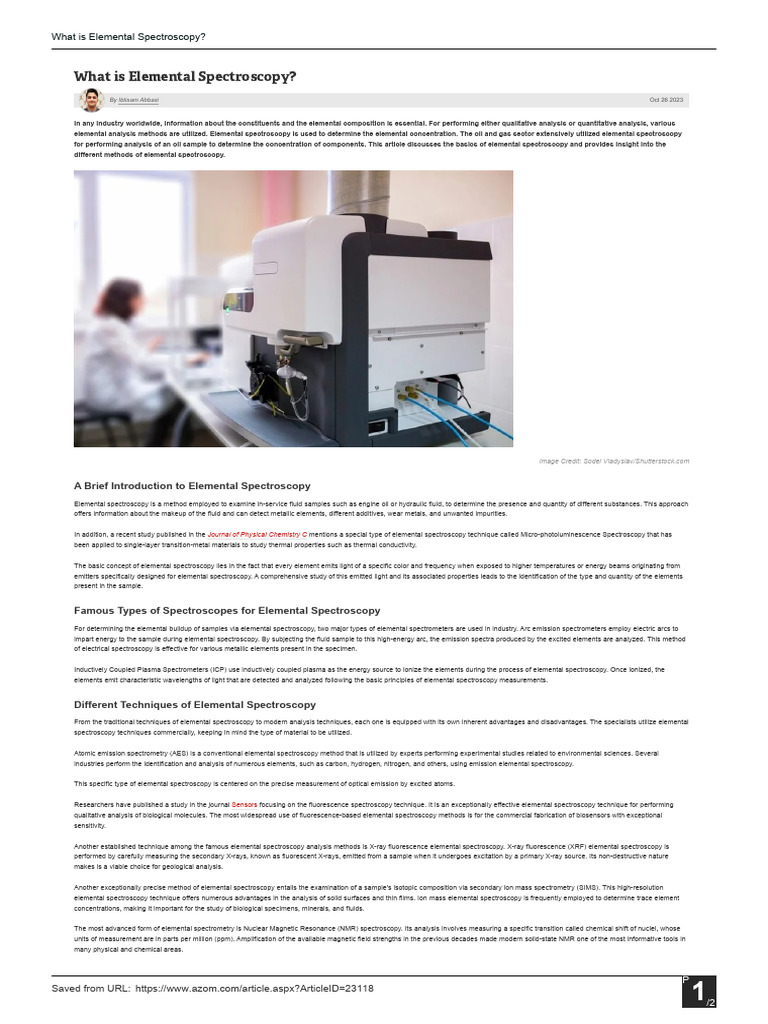 Elemental Spectros | PDF | Spectroscopy | Emission Spectrum