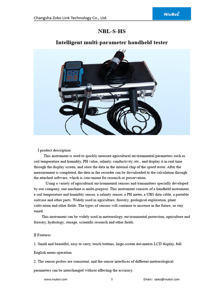 NBL-S-HS Intelligent Multi-Parameter Handheld Tester | PDF | Soil | Sensor