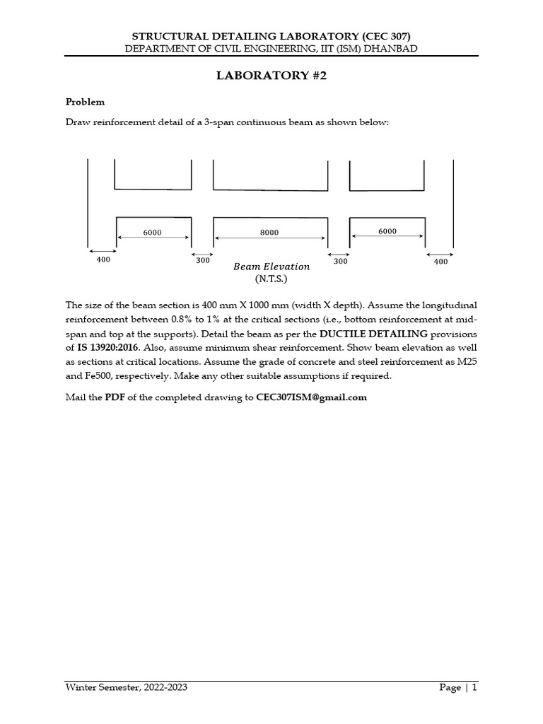 Lab 2 Ductile Detailing | PDF | Beam (Structure) | Column