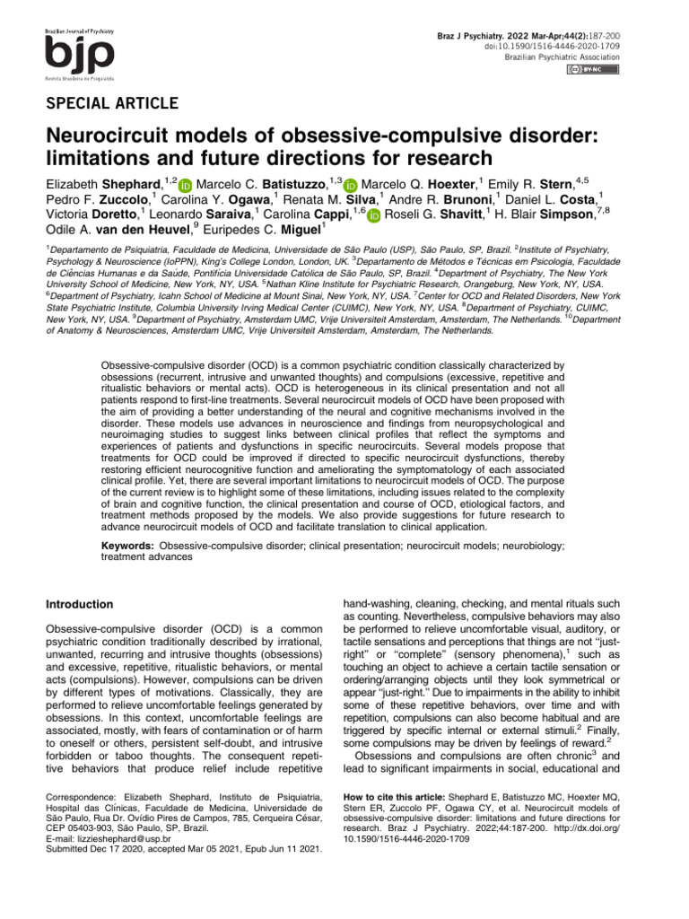 2022 Shephard Neurocircuit Models of Obsessive-Compulsive Disorder - Limitations and Future ...