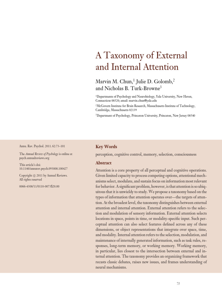 A Taxonomy of External and Internal Attention | PDF | Attention ...