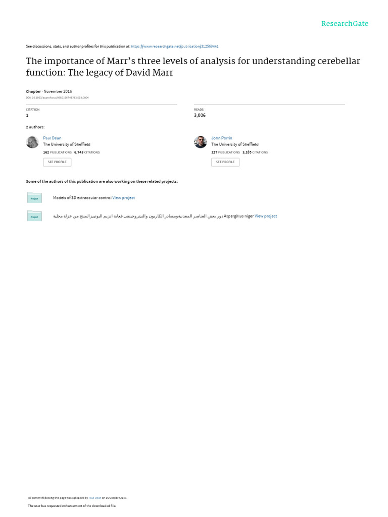 The Importance of MARRS Three Levels of Analysis | PDF | Cerebellum ...
