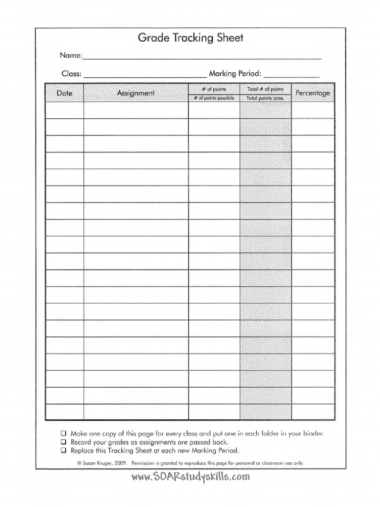Grade Tracking Sheet | PDF