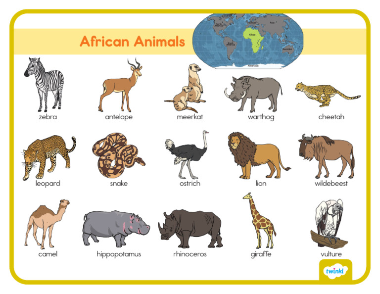 African Animals Word Mat | PDF