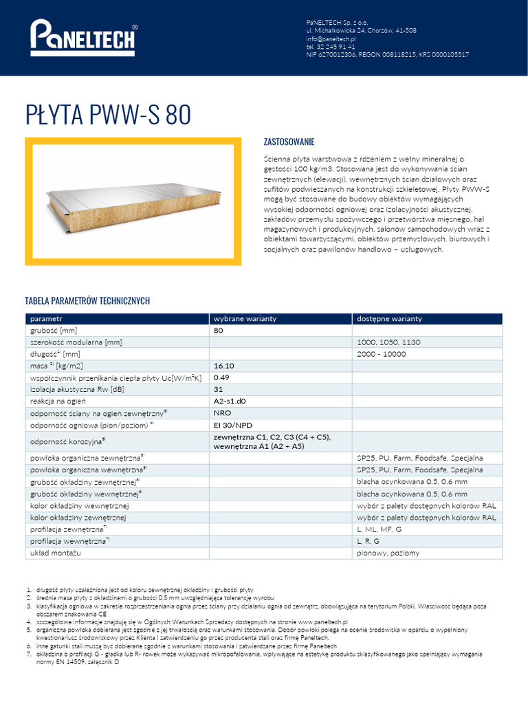Paneltech - PWW-S 80 | PDF