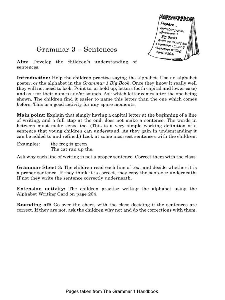 Sentence Lessons 1 | PDF