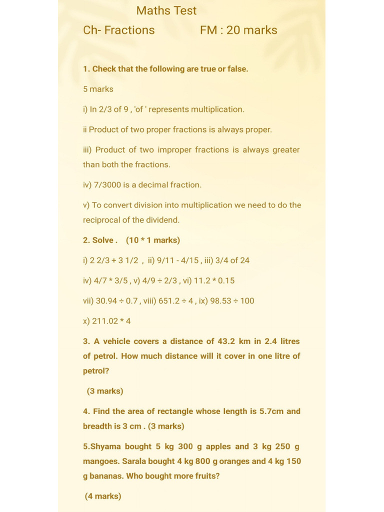 Maths Test - 2 | PDF