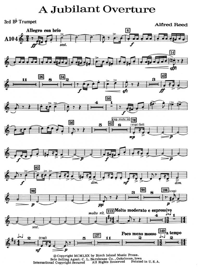19 Jubilant Overture, Reed - Trumpet 3 | PDF | Poetics | Musical Forms