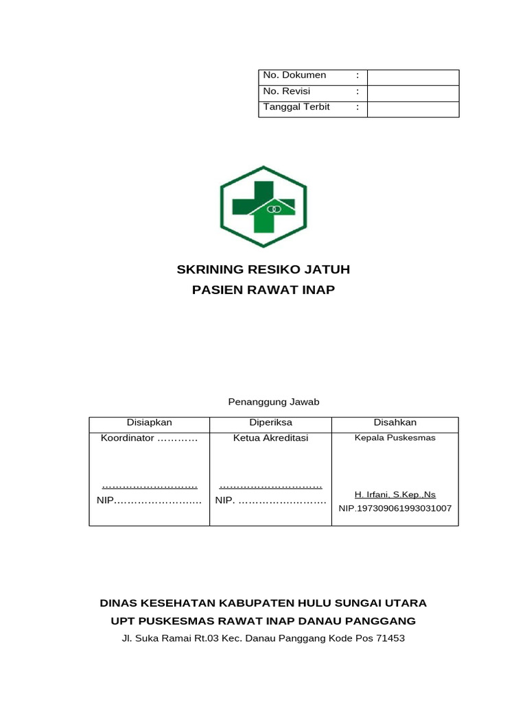 5.3.6.1 Sop Skrining Resiko Jatuh Ranap | PDF