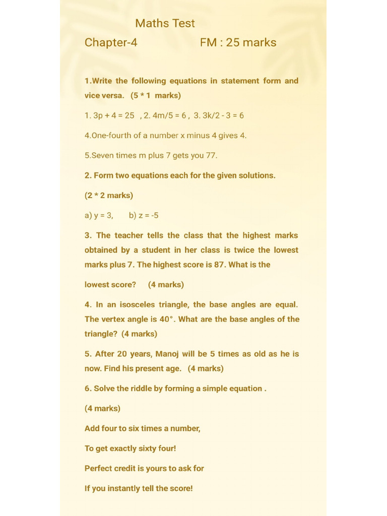 Maths Test - 4 | PDF