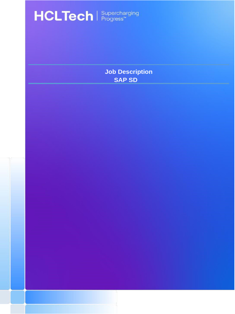 HCLTech Job Description SAP SD | PDF | Sustainability | Corporate Social Responsibility