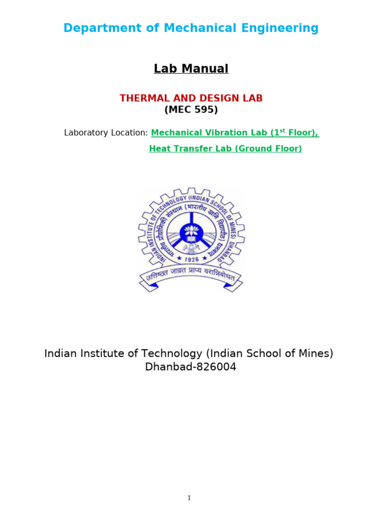 Thermal and Design Lab Manual | PDF | Resonance | Heat Transfer