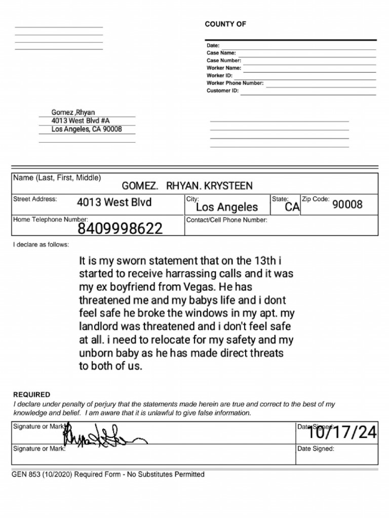 Sworn Statement (GEN 853)EN (2) (1) | PDF Sworn Statement (GEN 853)EN (2) (1) | PDF