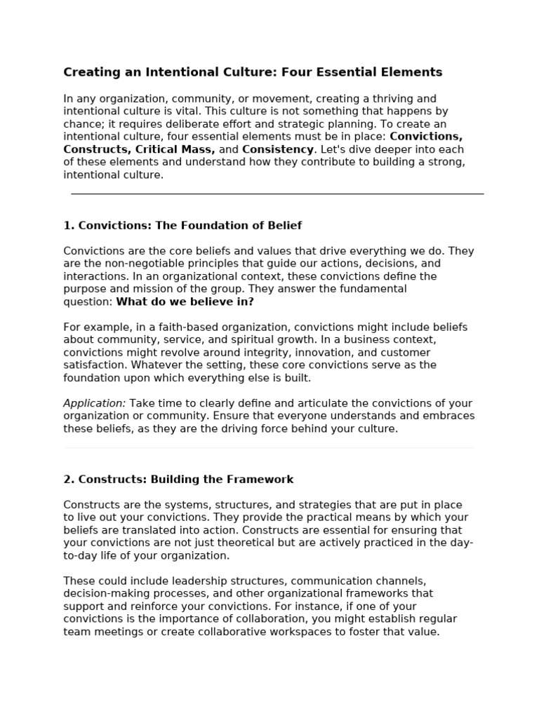 Creating An Intentional Culture | PDF | Community | Cognition
