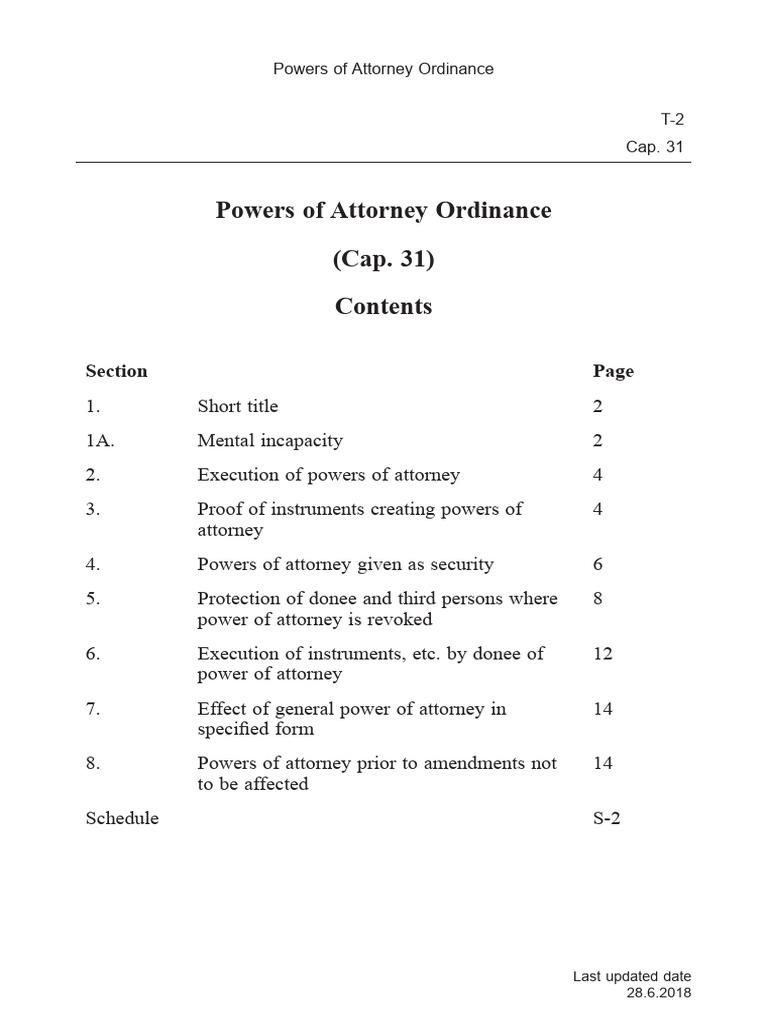 Cap 31 POA Ordinance | PDF | Power Of Attorney | Business Law