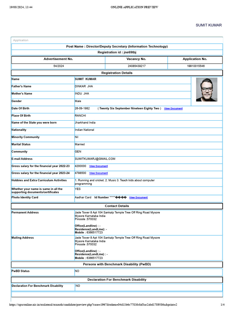 Online Application Preview | PDF