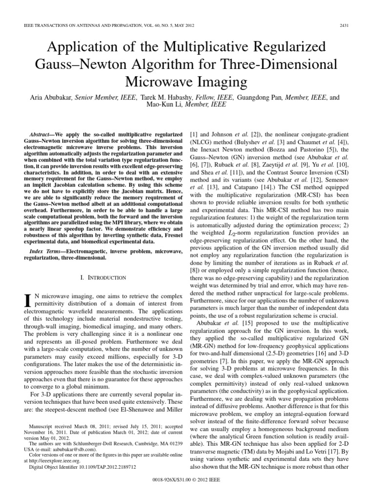 Application of The Multiplicative Regularized GaussNewton Algorithm For Three-Dimensional ...