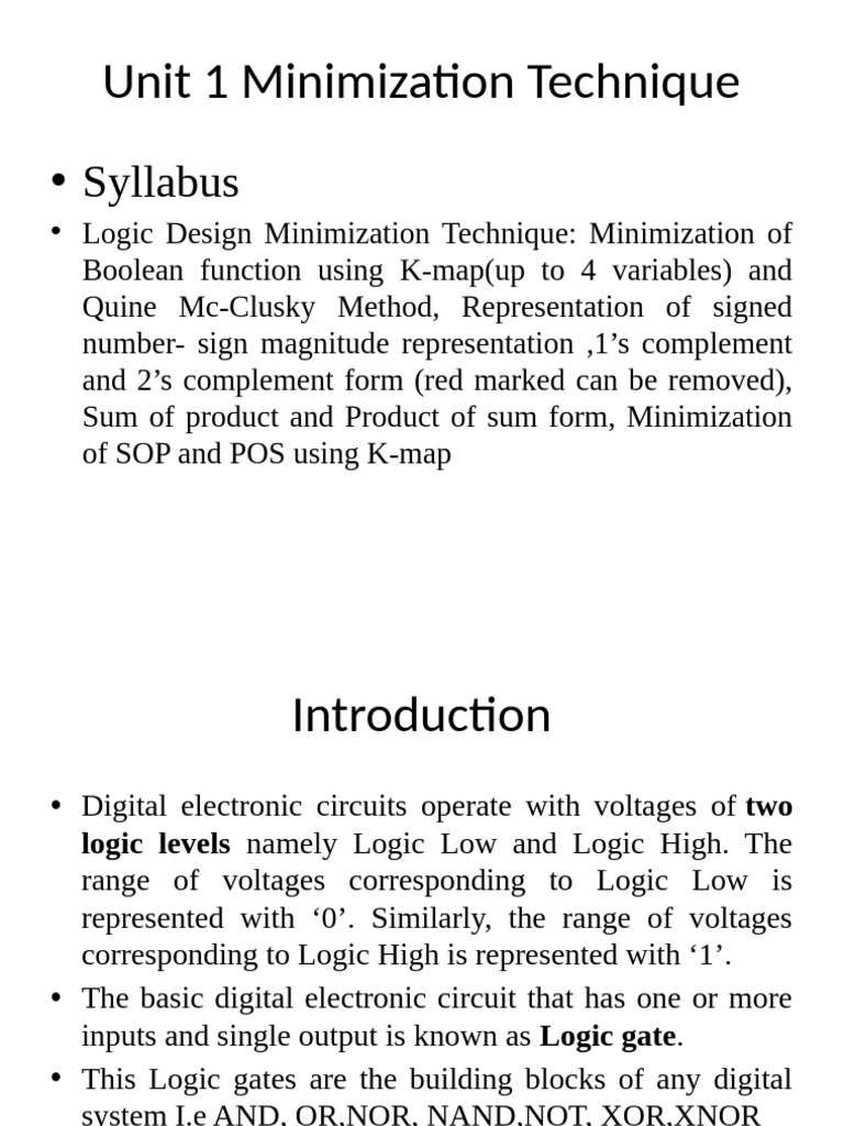 Unit 1 Minimization Technique | PDF | Logic Gate | Mathematics