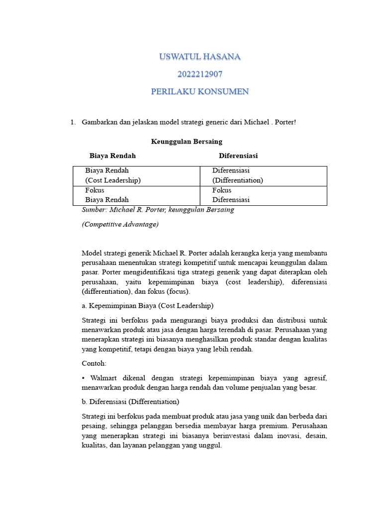 Tgs 1 Perilaku Konsumen USWATUL HASANA | PDF