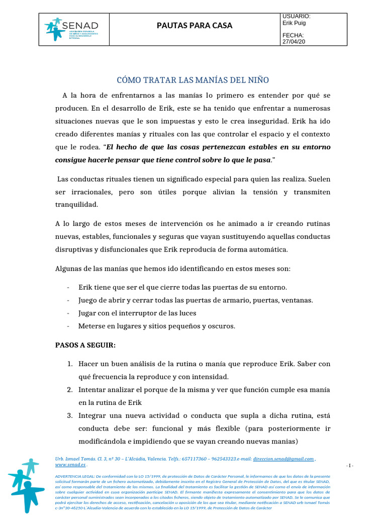 Cómo Manejar las Manías en Niños | PDF