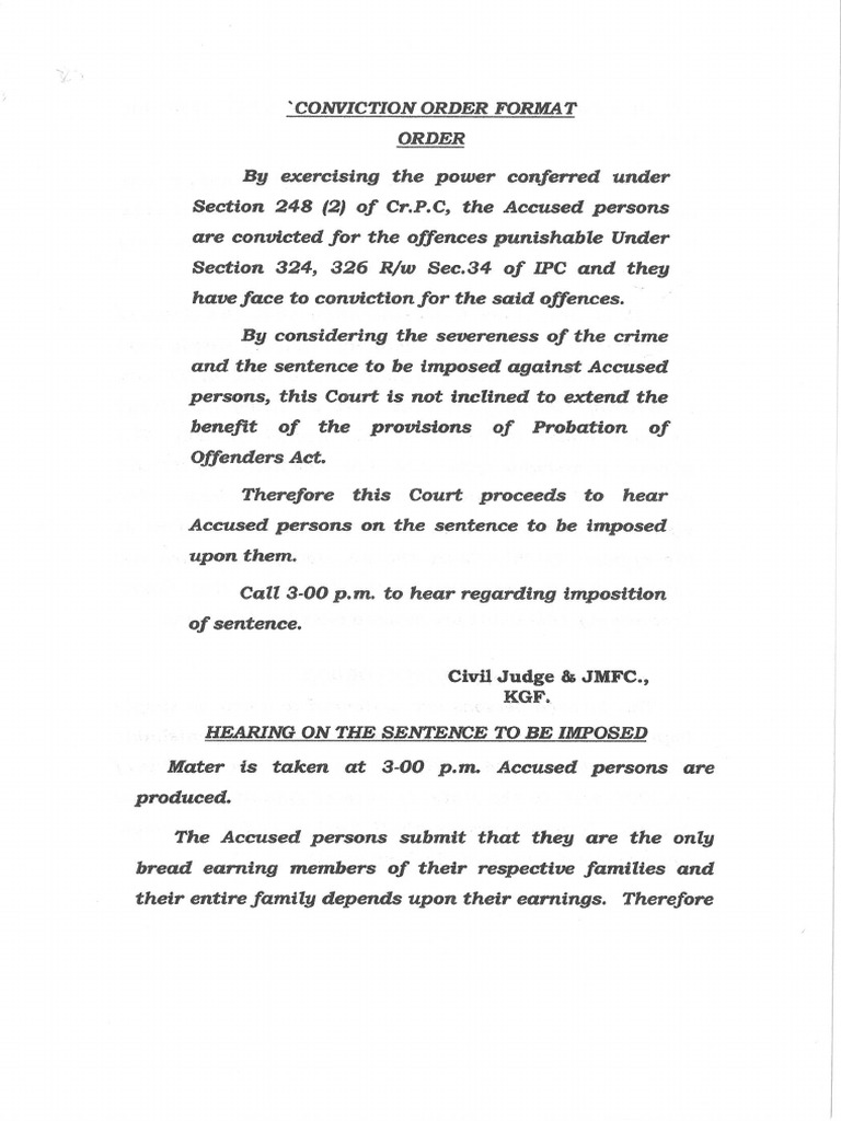 Conviction Order Format and Hearing On Sentence | PDF
