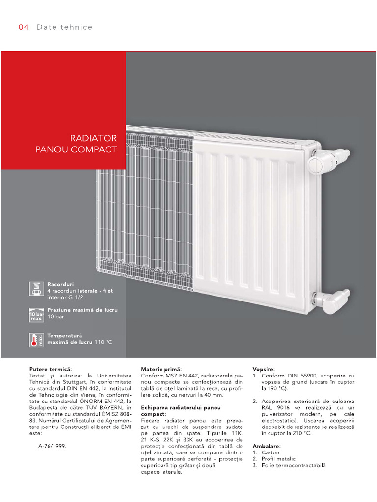 Catalog Radiator Panou Compact Cu Ventil Vogel&Noot | PDF
