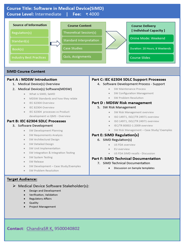 SiMD Course Brochure | PDF | Risk Management | Medical Device
