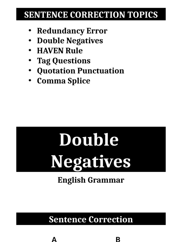 Double Negatives | PDF | Syntax | Grammar