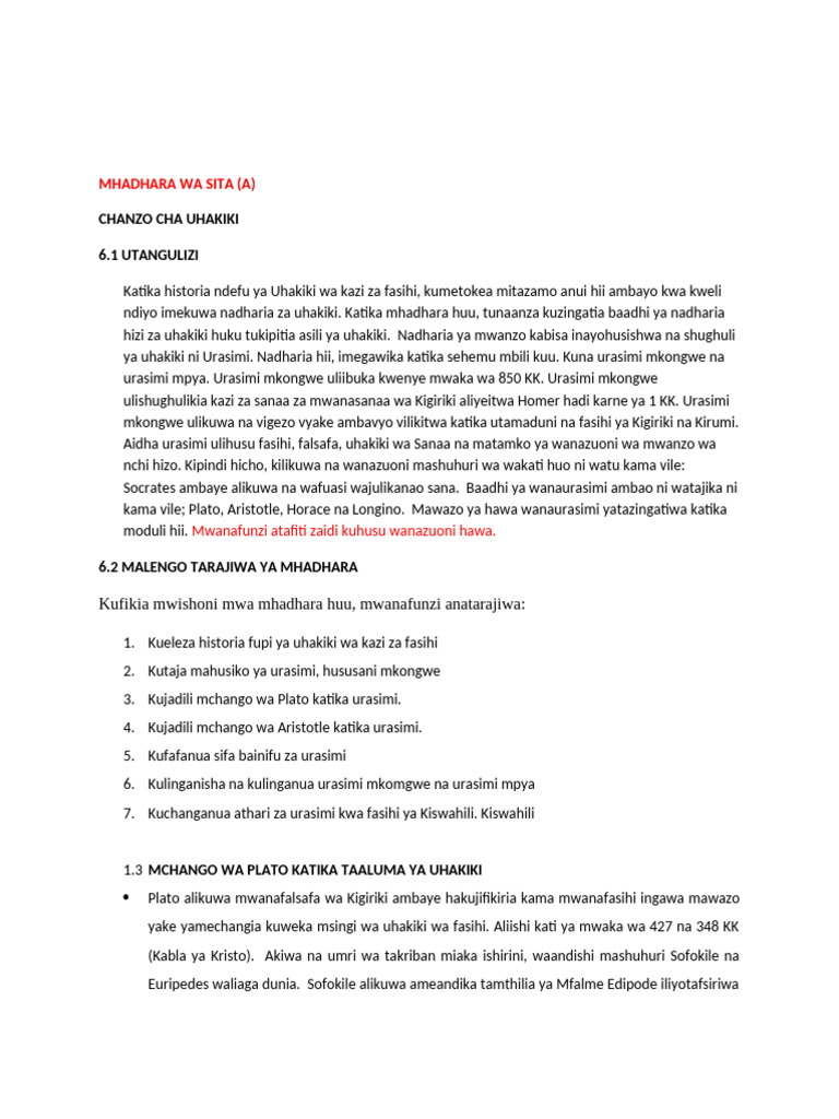 Mhadhara Wa Sita | PDF