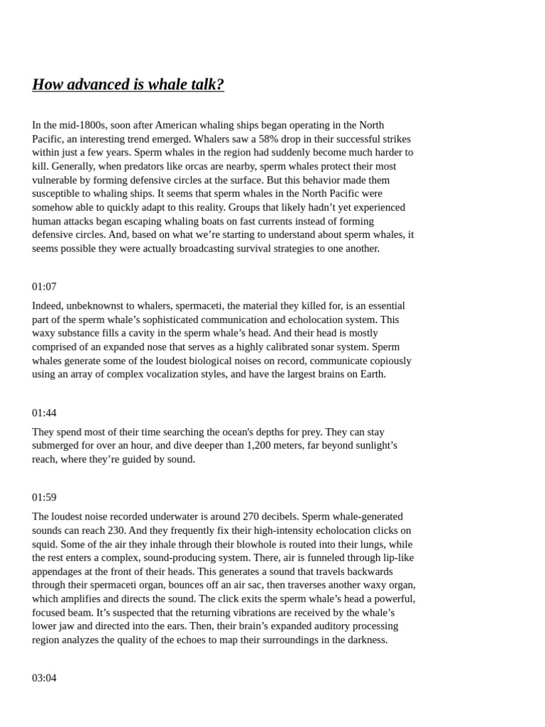 How Advanced Is Whale Talk | PDF | Whales | Marine Mammals