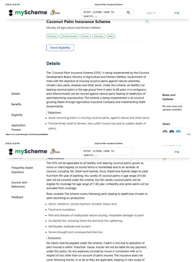 Coconut Palm Insurance Scheme | PDF | Insurance | Coconut
