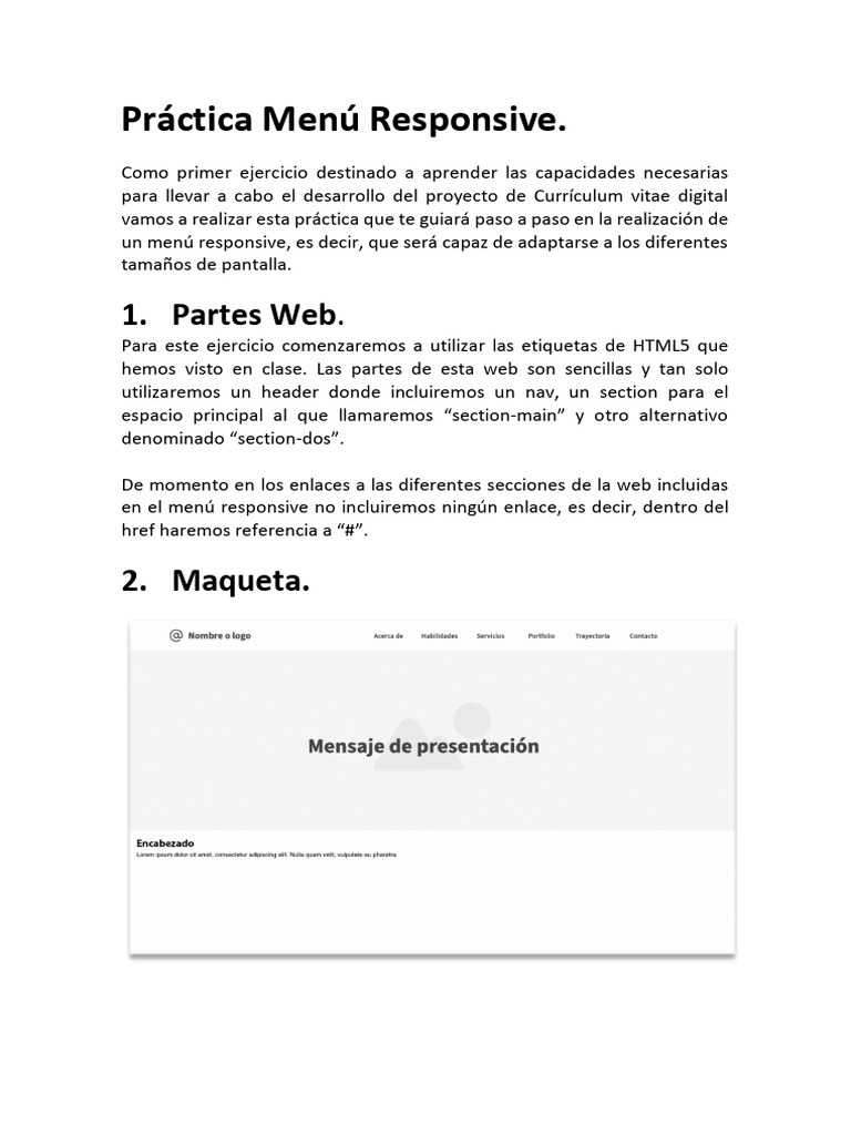 Práctica Menú Responsive | PDF | Script Java | Hipervínculo