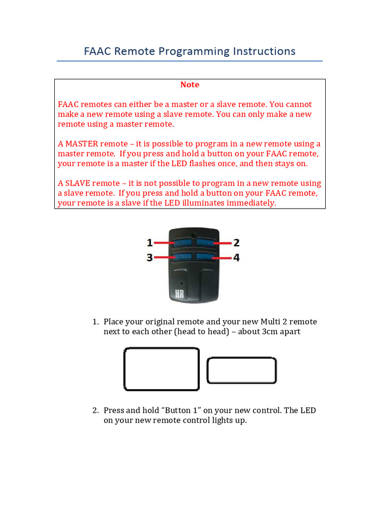 FAAC Remote Setup Guide | PDF