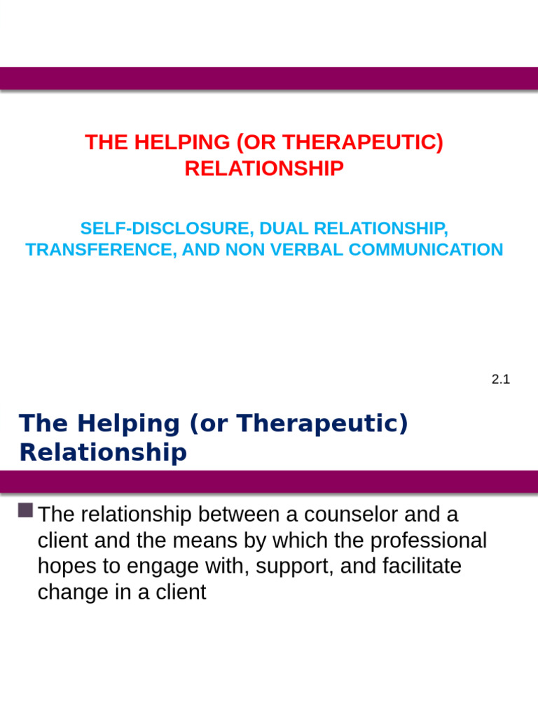 The Helping Relationship - Transference | PDF | Nonverbal Communication ...