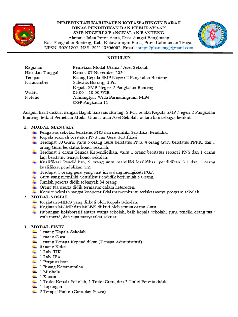 Notulen Identifikasi Aset - Adiningtyas Wida P. | PDF | Karier & Perkembangan