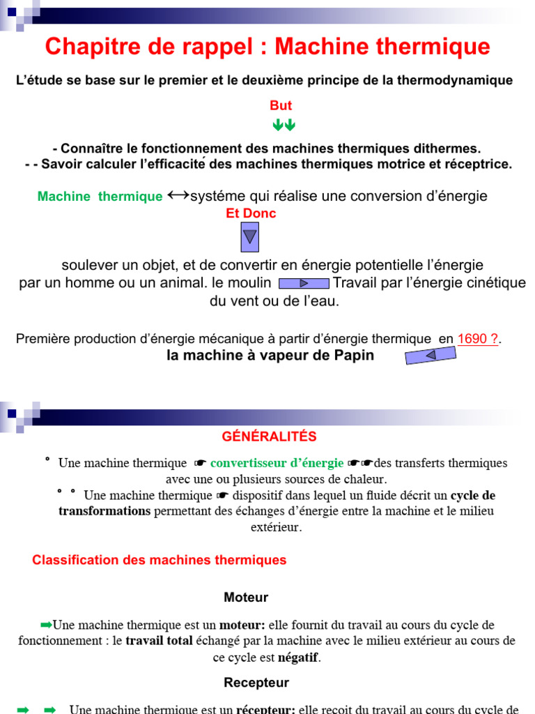 Machines Thermiques Dithermes et Efficacité | PDF | Chaleur | Deuxième ...