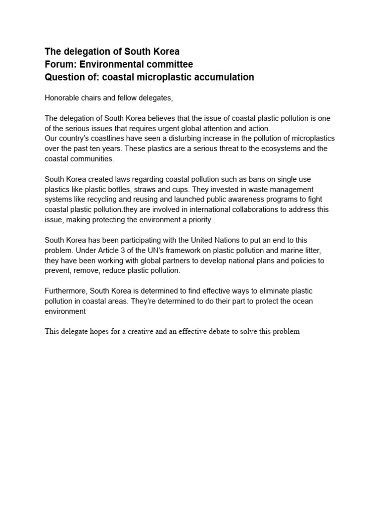 Rosmun Opening Speech Sample 4 | PDF | Pollution | Earth Sciences