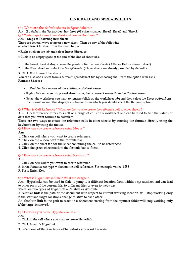 Linking Data X | PDF | Hyperlink | Spreadsheet