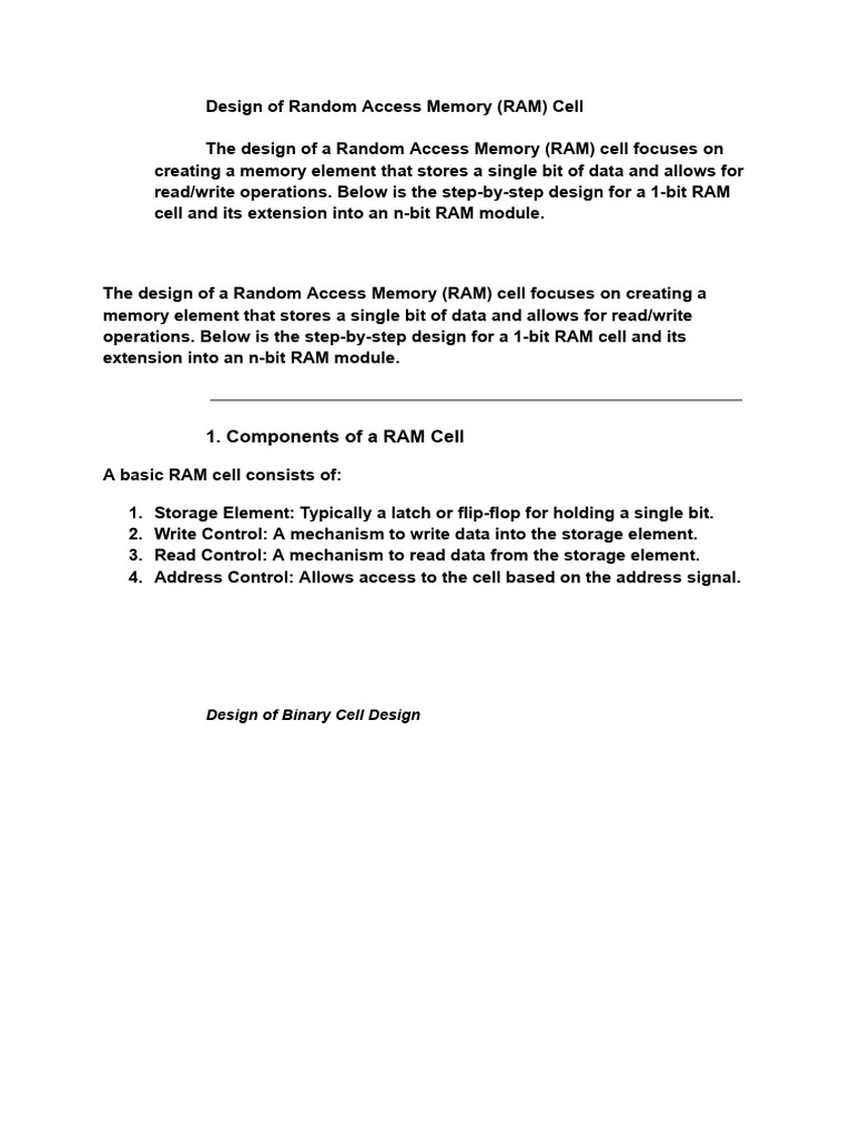 RAM Cell Design Overview | PDF