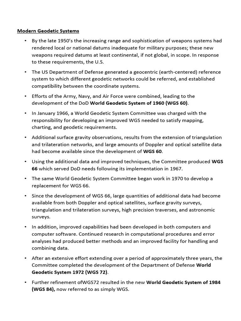 Datum Shift & World Geodetic System | PDF | Geodesy | Geographical ...