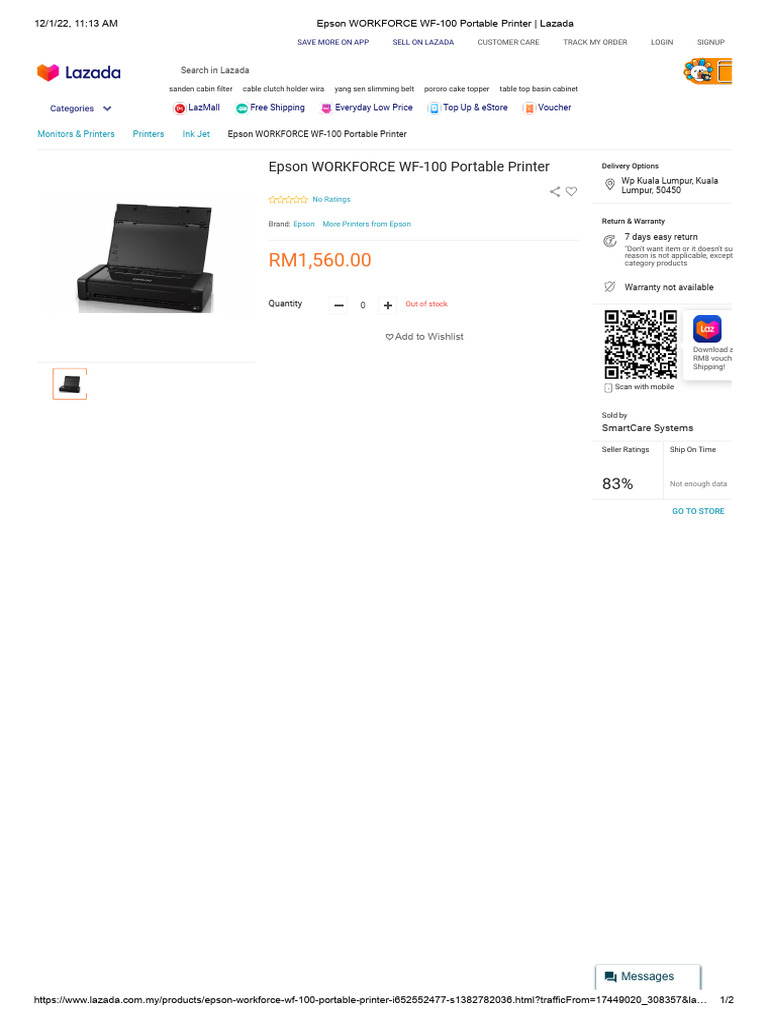 Epson Workforce Wf-100 Portable Printer: Lazmall Free Shipping Everyday ...