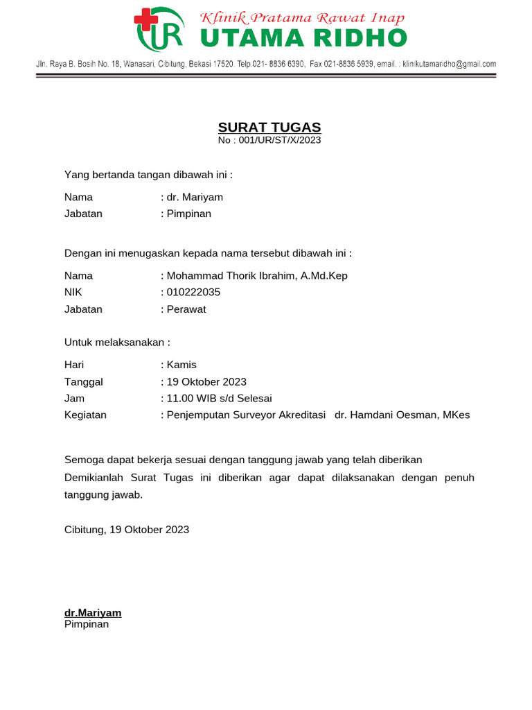 Surat Tugas 2023 | PDF | Hukum
