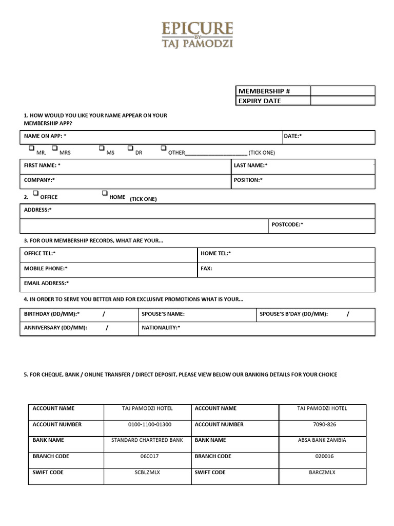 New Member Registration Form 2021 | PDF | Cheque | Debit Card