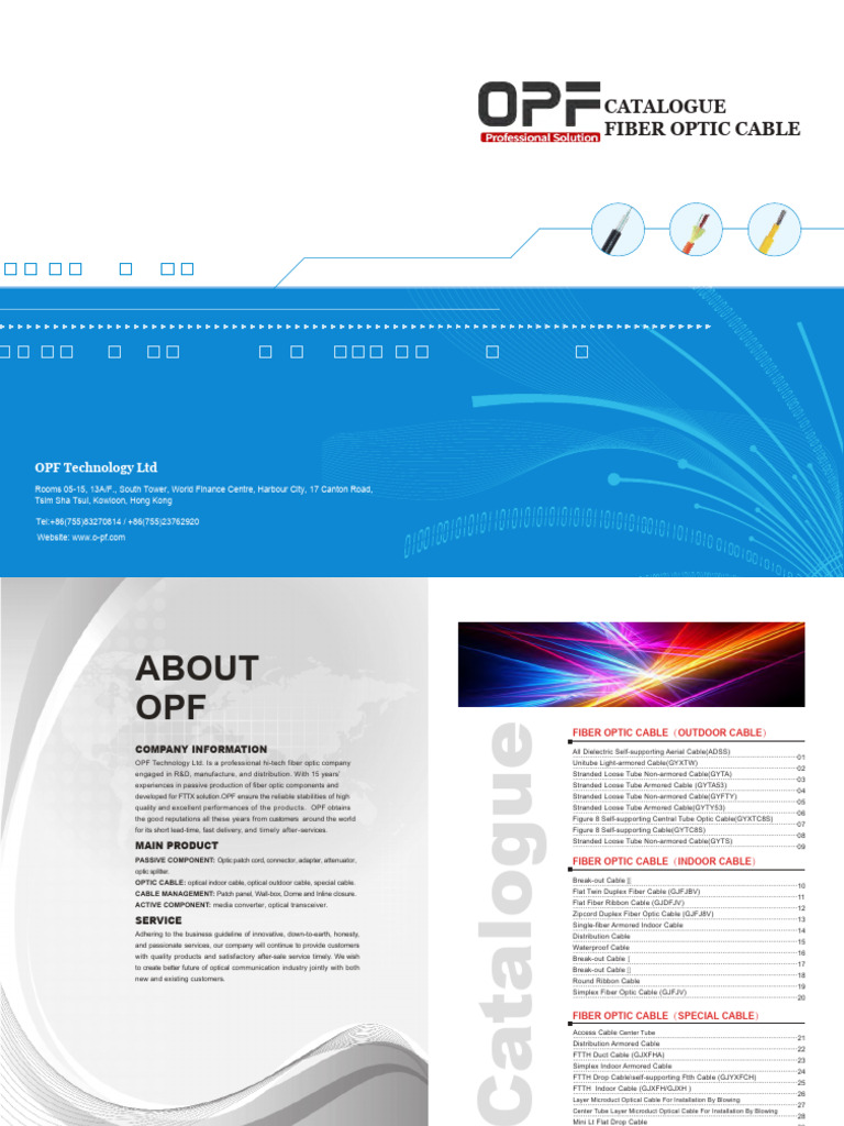 OPF Fiber Optic Cable Catalogue - 04 | PDF | Optical Fiber | Electrical ...