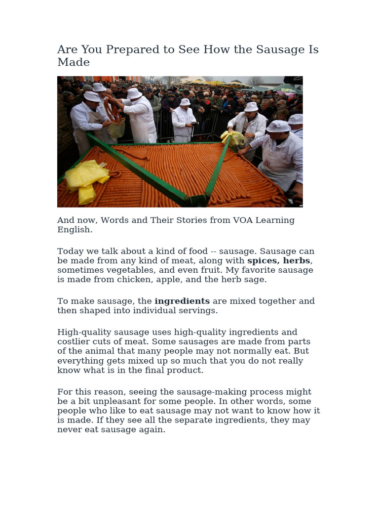 Understanding the Sausage-Making Process | PDF | Sausage | Curtain
