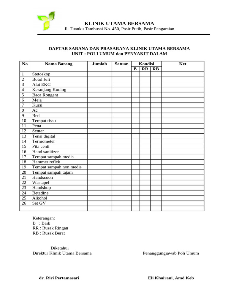 TKK 3 - STD 1.3. - EP 3 - Daftar Sarpras | PDF